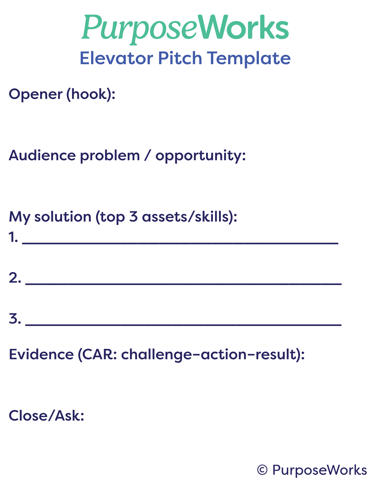 PurposeWorks: Build a Strong Elevator Pitch